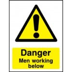 Warning Men Working Below - Health and Safety Sign (WAC.04) | Safety ...